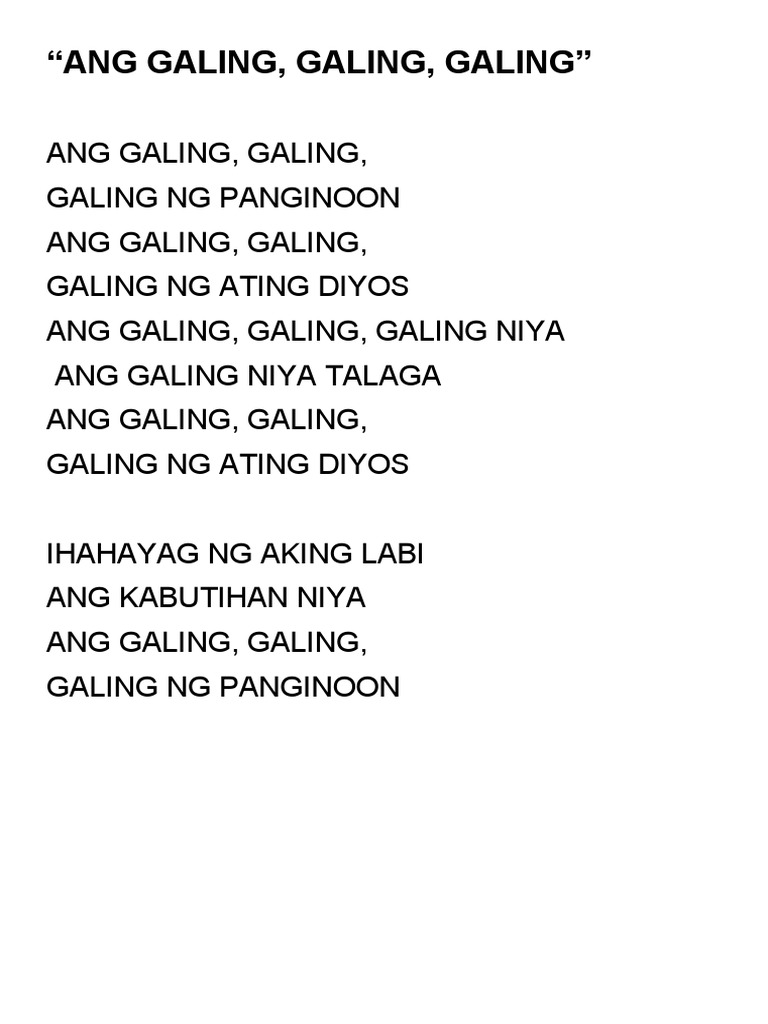 Ang Galing, Galing, Galing NG Panginoon | PDF