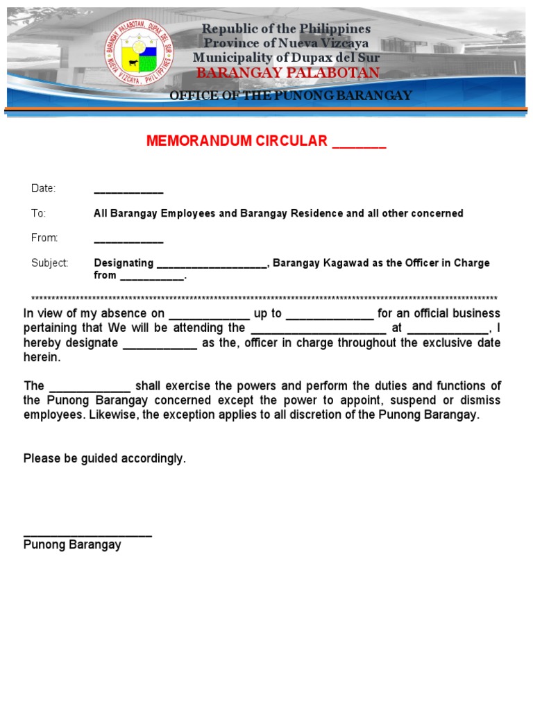 Officer in Charge Designation Memo | PDF