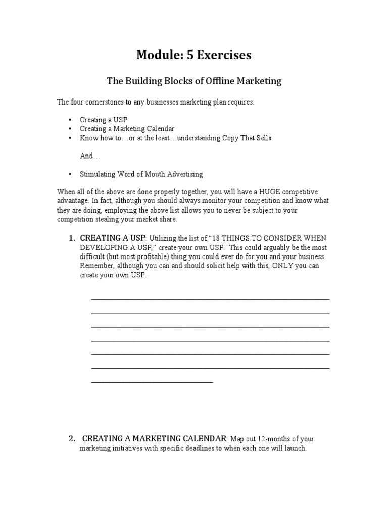Mod5-Offline Marketing Exercise | PDF | Marketing | Advertising