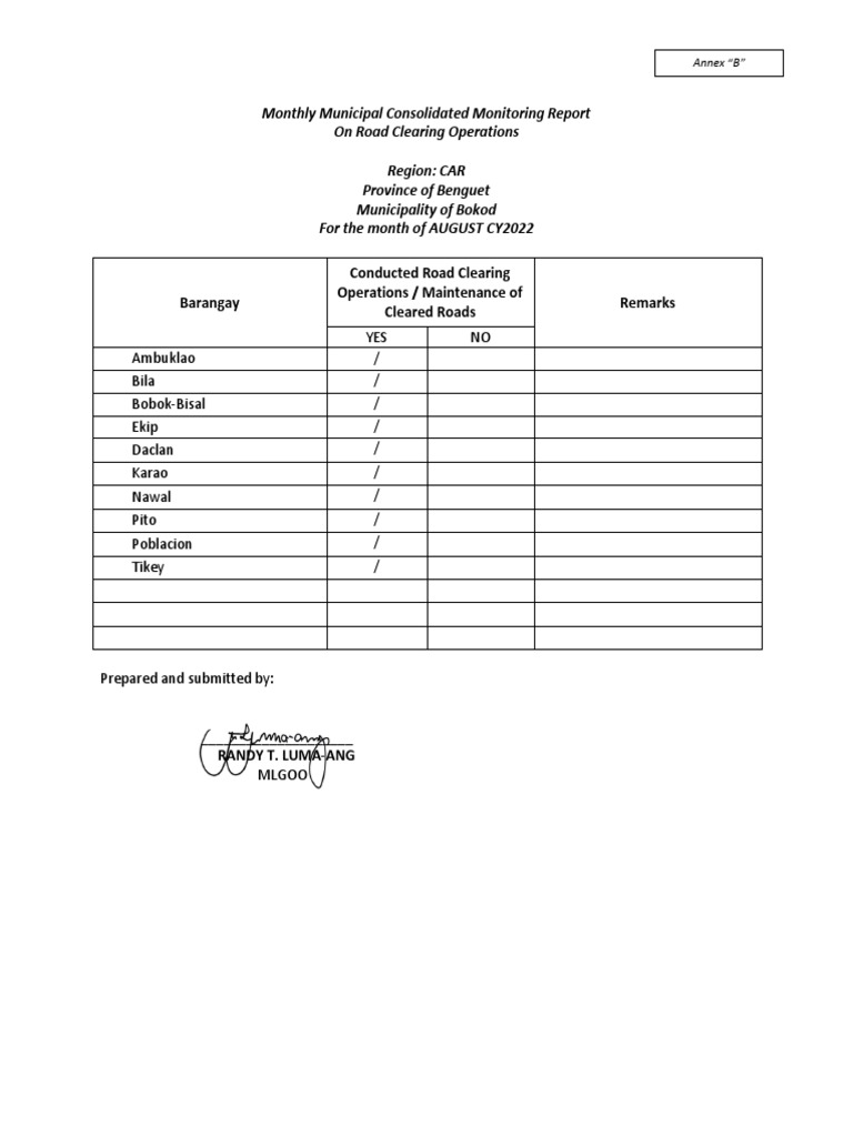 Road Clearing Annex B 2022AUG | PDF