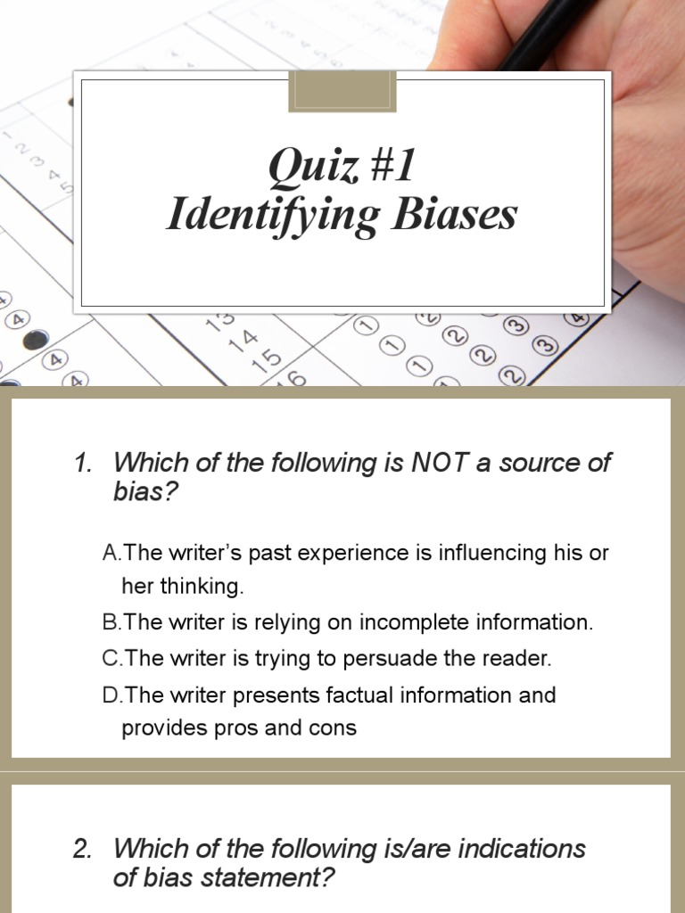 Quiz 1 - Identifying Biases | PDF | Bias | Satire