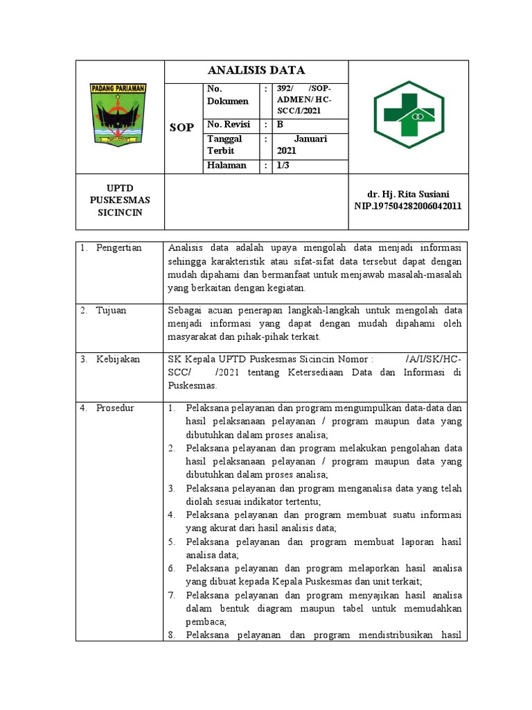 Sop Analisis Data-1 | PDF