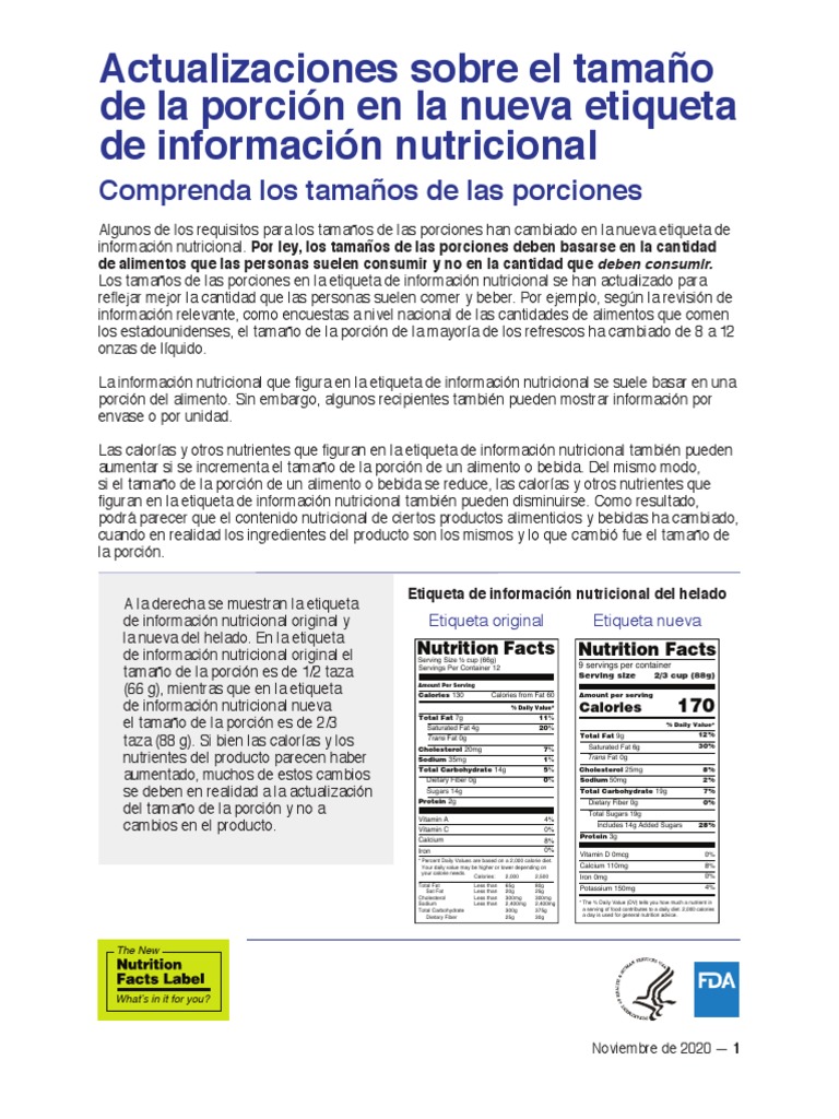 Understanding Serving Size Spanish | PDF | Etiqueta de información ...