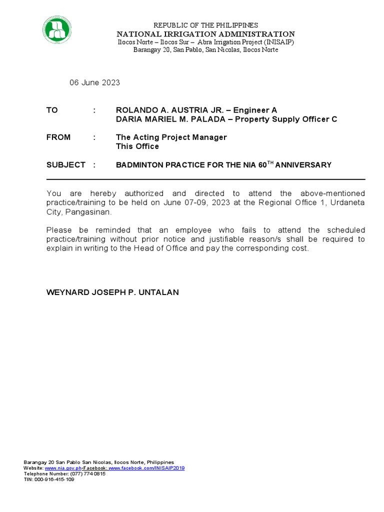 Memo To Attend Draft | PDF