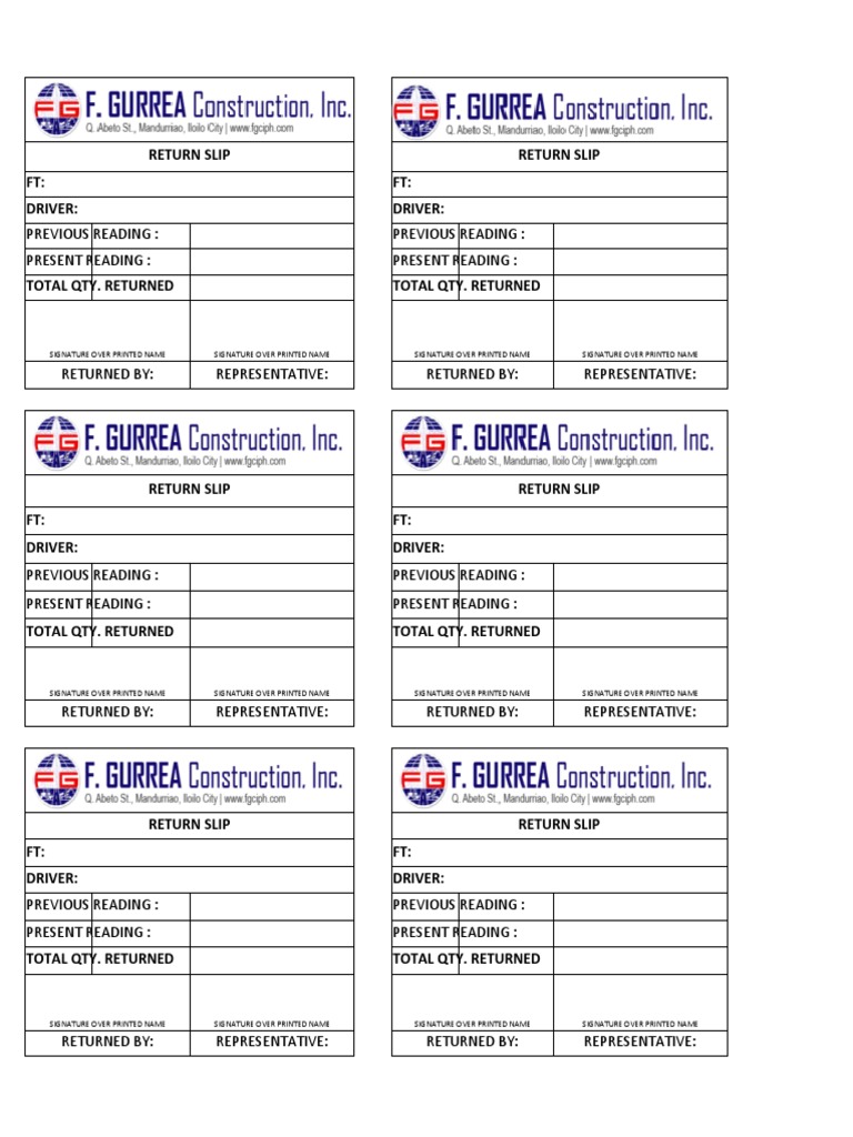 Diesel Return Slip | PDF