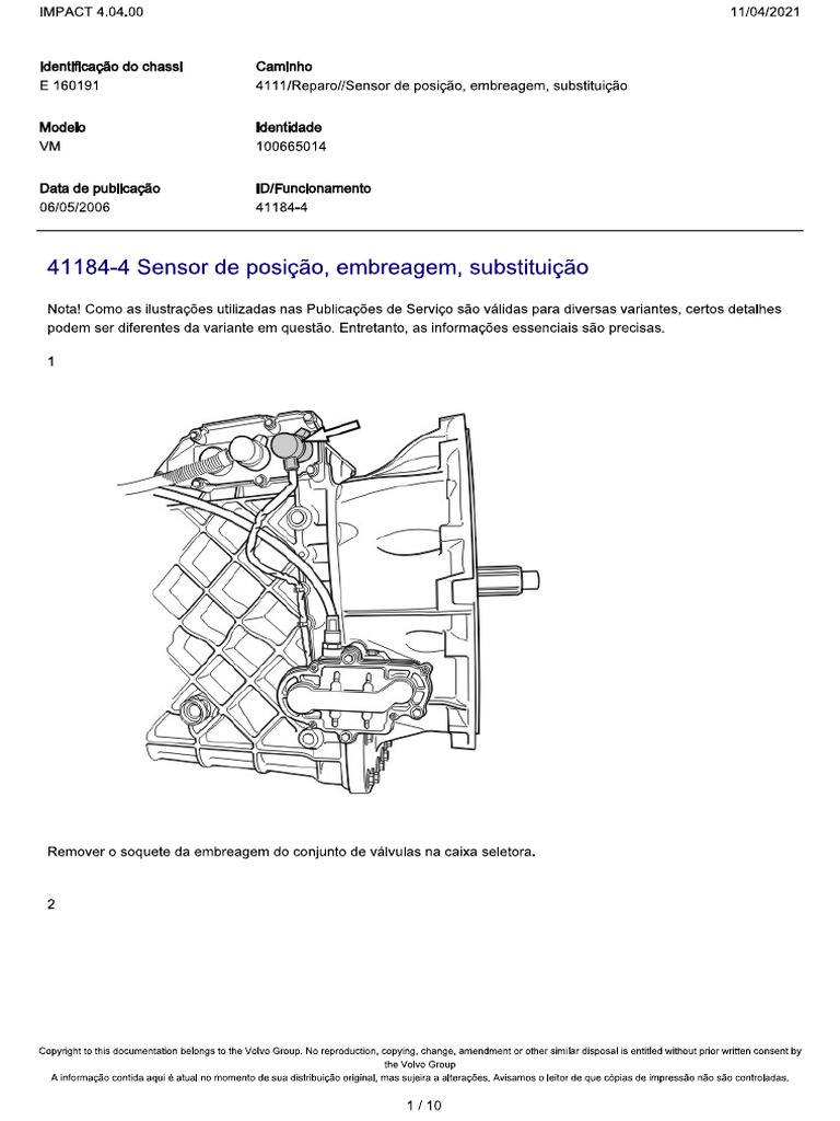 Sensor de Posição de Embreagem VM | PDF