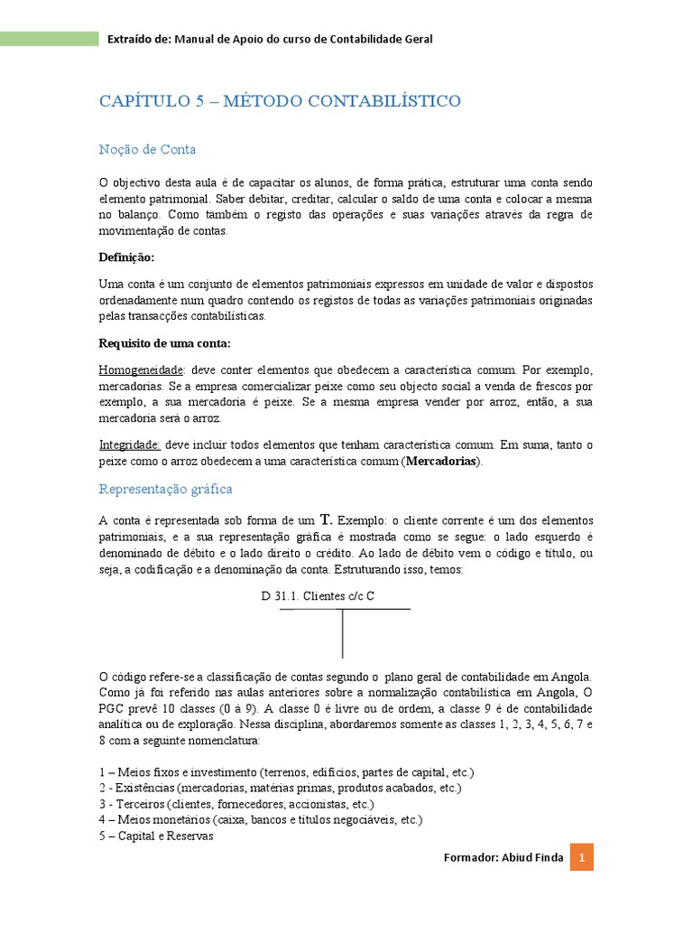 Capítulo 5 - Método de Contabilístico | PDF | Contabilidade | Débitos e créditos