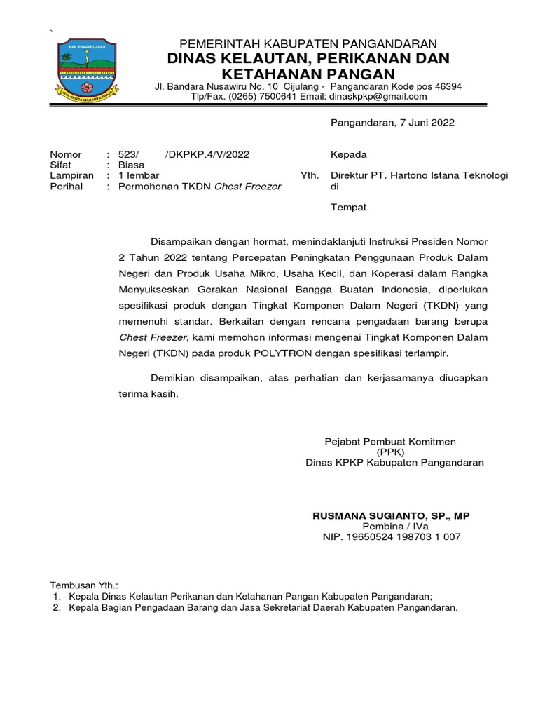 Surat Konfirmasi TKDN Polytron | PDF