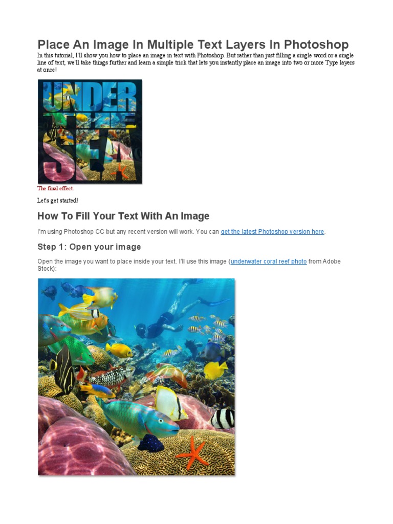 Place An Image in Multiple Text Layers in Photoshop | PDF | Adobe ...