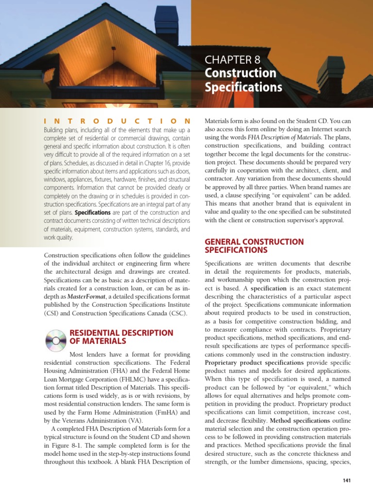 Chapter 8 Construction Specifications | PDF | Specification (Technical ...