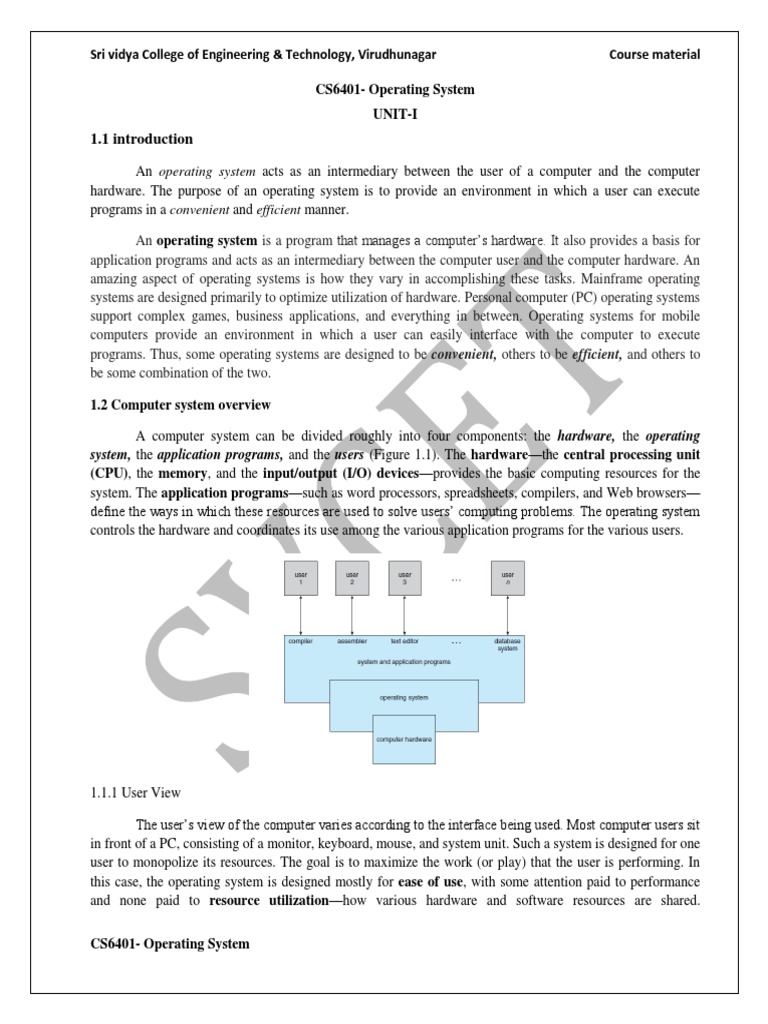 OS Unit 1 | PDF | Computer Data Storage | Operating System