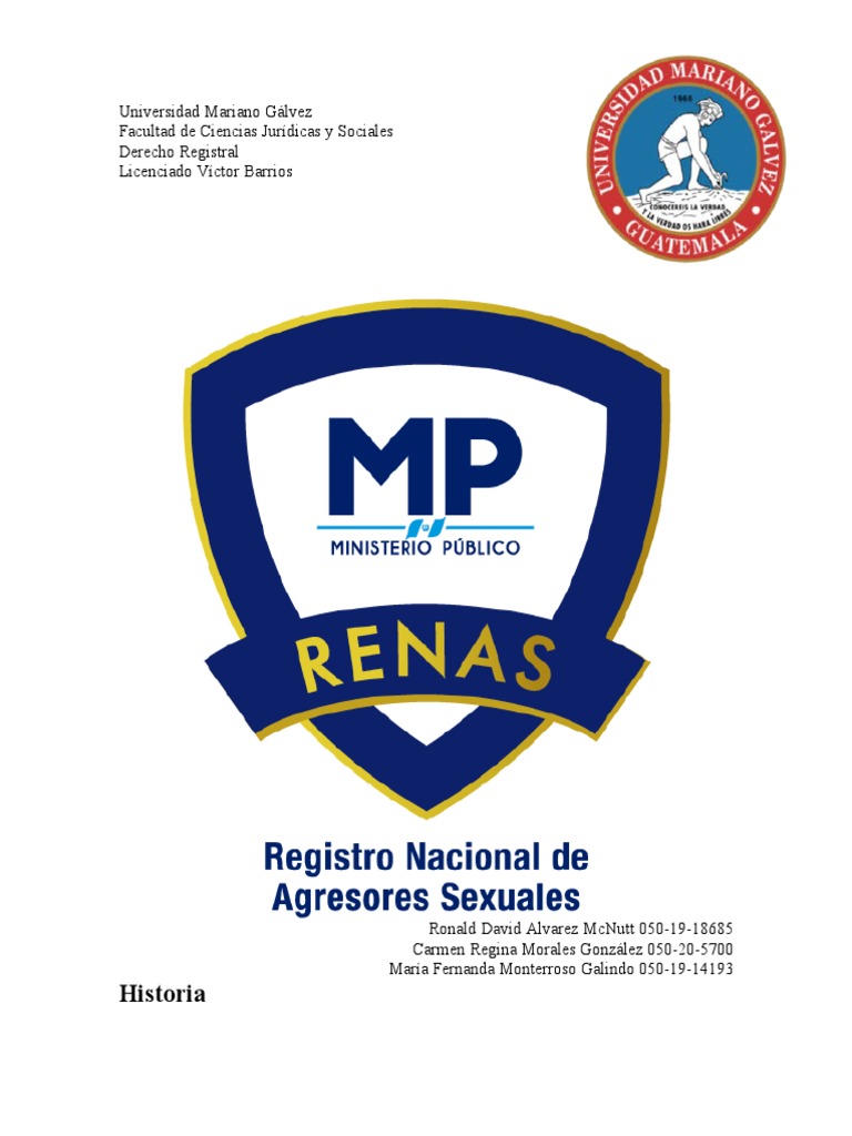 Registro Nacional De Agresores Sexuales Pdf Violación Sexo Y La Ley