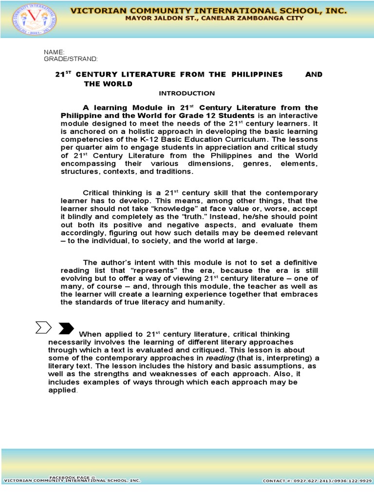 21'St Century Grade 12 Module Week-1-2 | PDF | Learning | Cognition