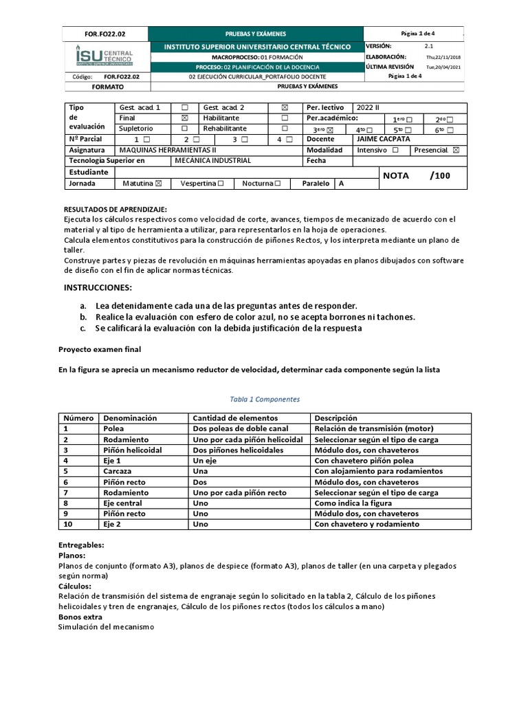 Cacpata - Maquinas - Herramientas - Final 3a | PDF | Engranaje | Máquinas