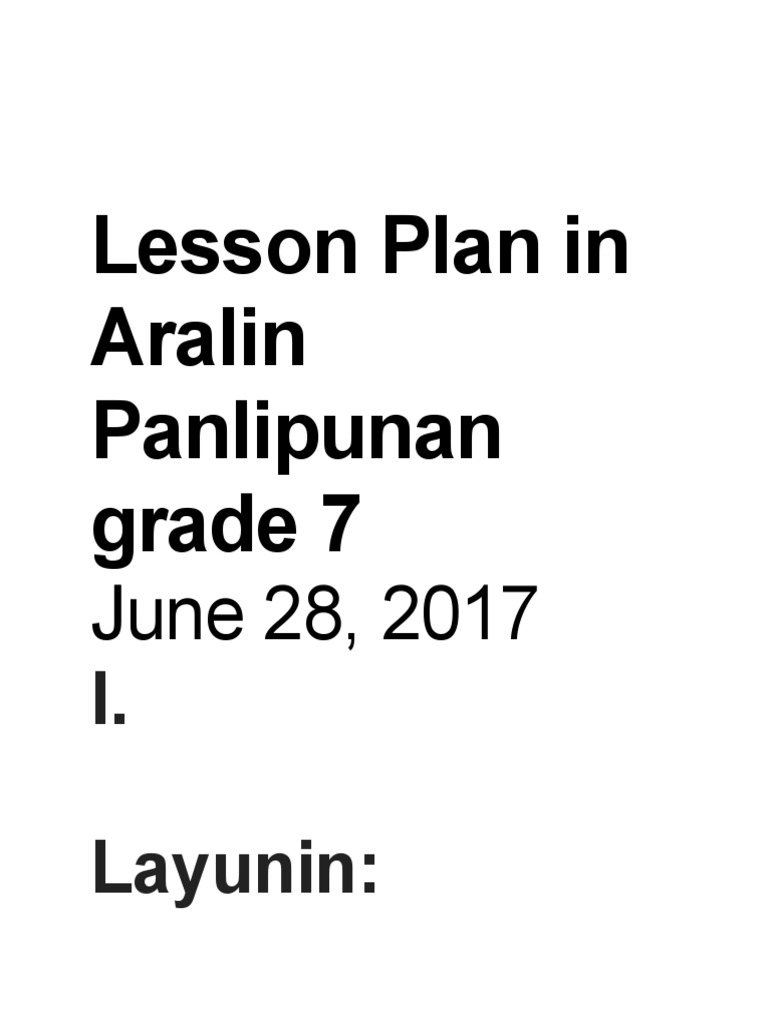 Lesson Plan in Aralin Panlipunan Grade 7 | PDF