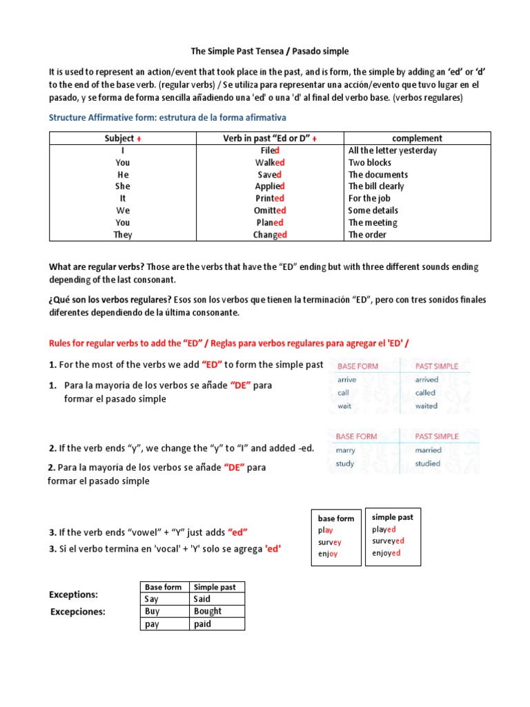 The Simple Past Tense A-N-Q | PDF | Lingüística | Gramática