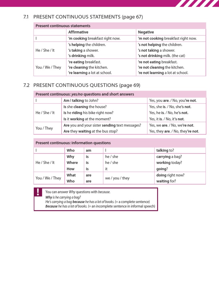 Present Continuous Grammar Guide | PDF | Question | Language Mechanics