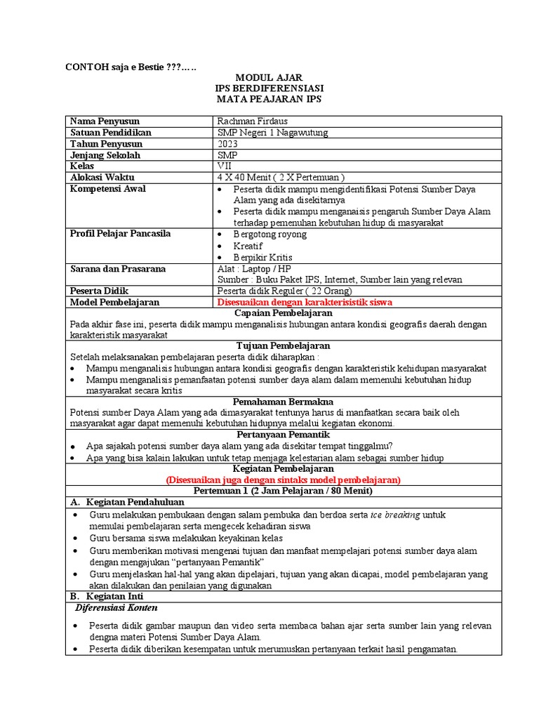 Modul Ajar IPS Kelas VII SMP | PDF