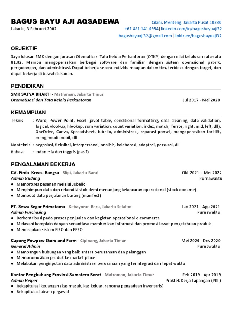 CV Bagus Bayu Aji | PDF