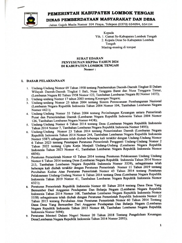 Petunjuk Pelaksanaan RKPDes 2024 | PDF