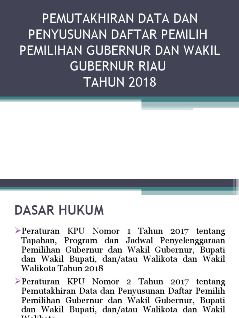 Slide Pemutakhiran Data Pemilih | PDF | Pengelolaan Keuangan & Uang | Politik