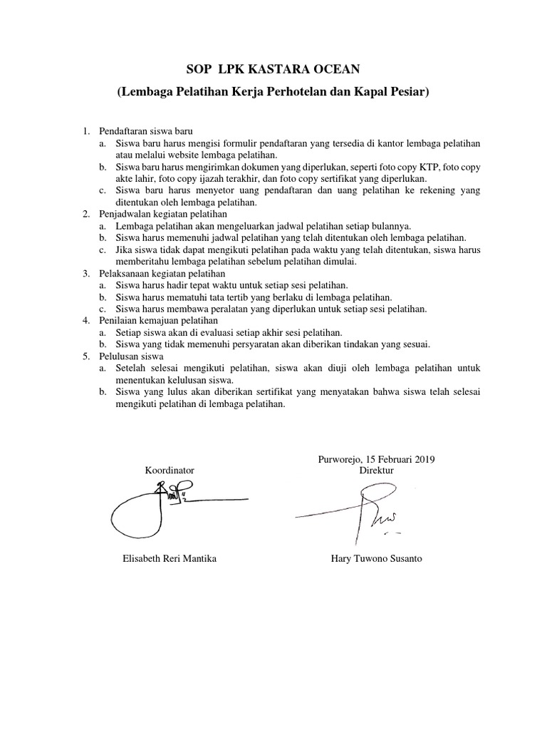 Sop LPK | PDF | Pengelolaan Keuangan & Uang