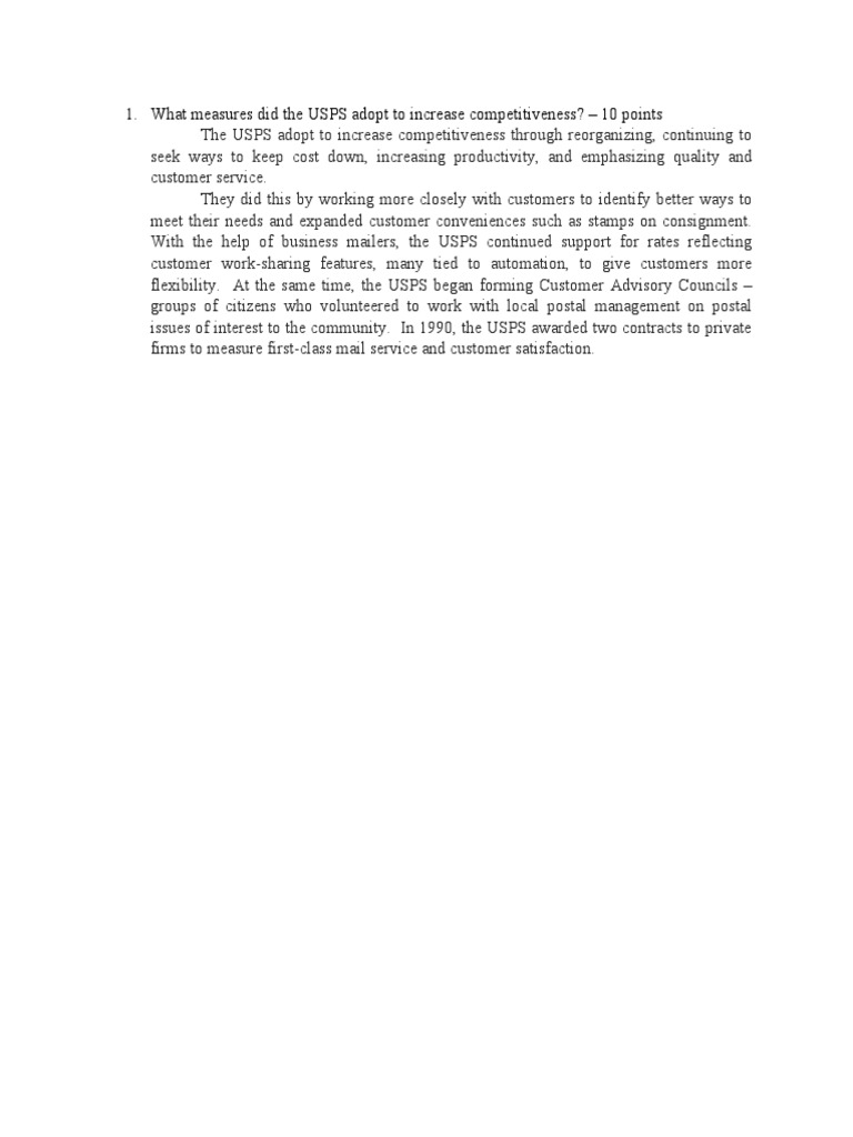 US Postal Office How To Increase Competitiveness PDF