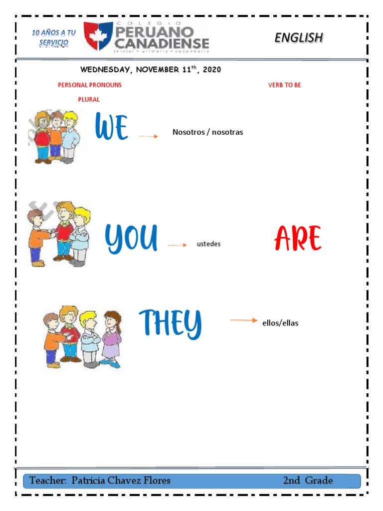 PERSONAL PRONOUNS - VERB TO BE 2nd Grade | PDF