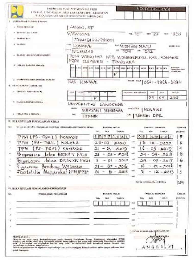 ANGGI, ST, BERKAS PENDAFTARAN PENDAMPING P3A - Anggi Nhemo27 | PDF | Sains & Matematika