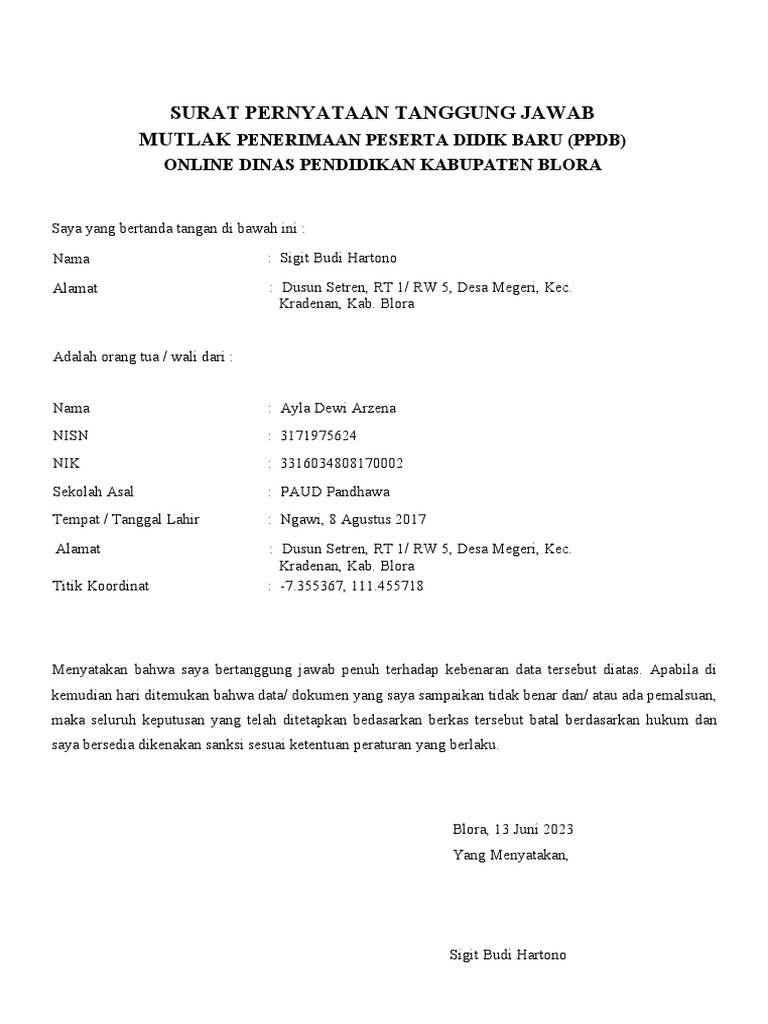 SPTJM Siswa Baru | PDF