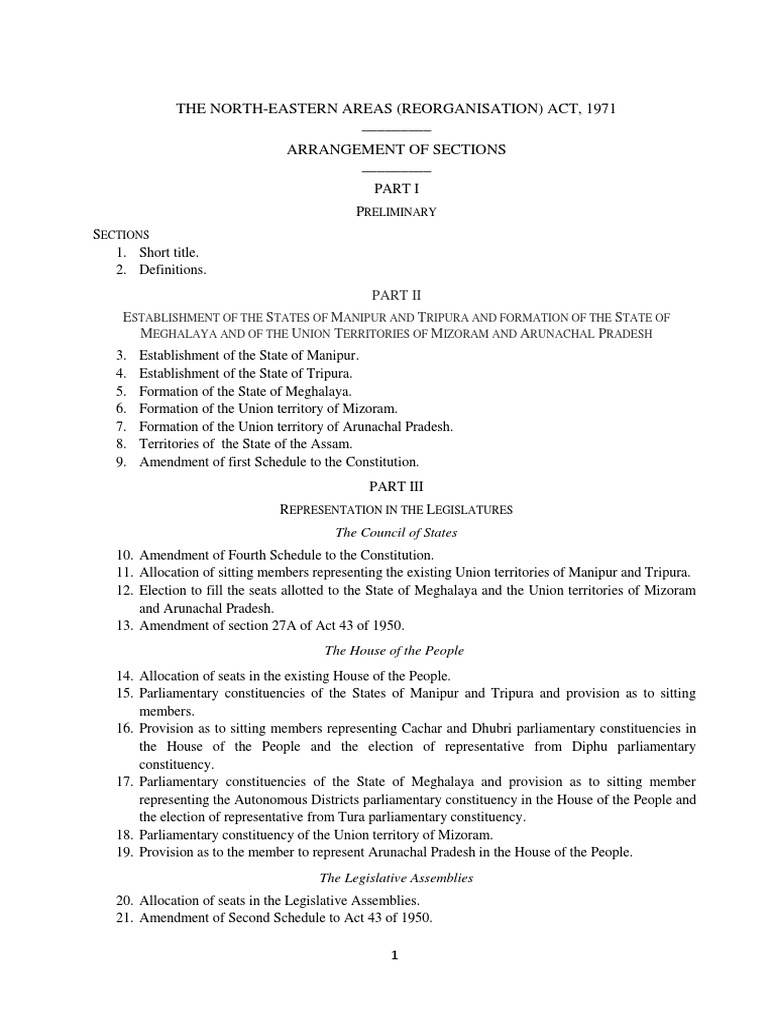 North-Eastern Areas Reorganisation Act 1971 | PDF | Government | Public Law