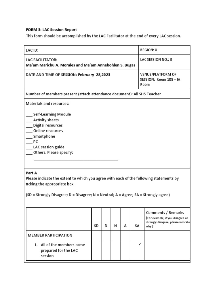 LAC Session 3 Reflection Report | PDF | Learning | Cognition