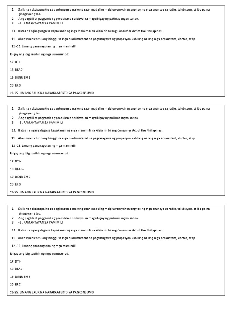 Quiz AP9 PAGKONSUMO | PDF
