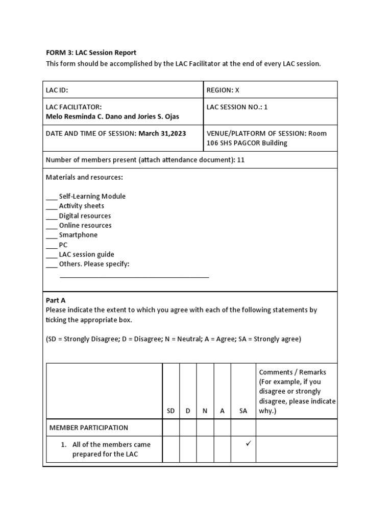 LAC Session Report Form 3 | PDF | Teachers | Human Communication