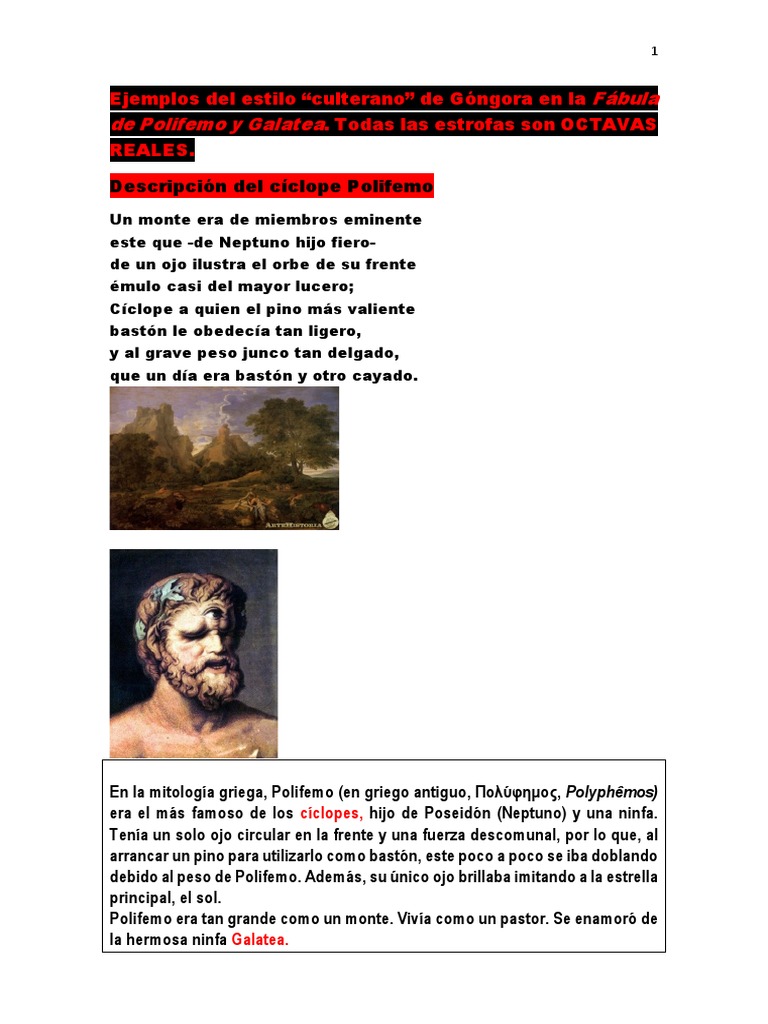 Análisis de la Fábula de Polifemo y Galatea | PDF | Cupido
