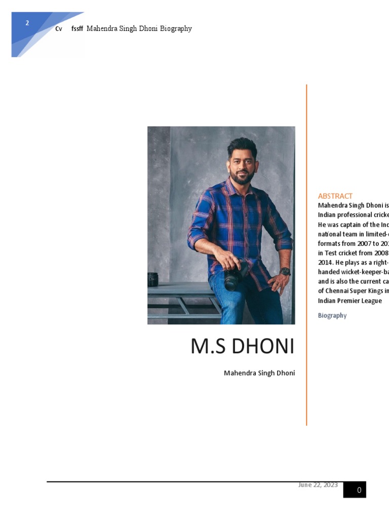 Mahendra Singh Dhoni: A Biography | PDF | Team Sports | Forms Of Cricket