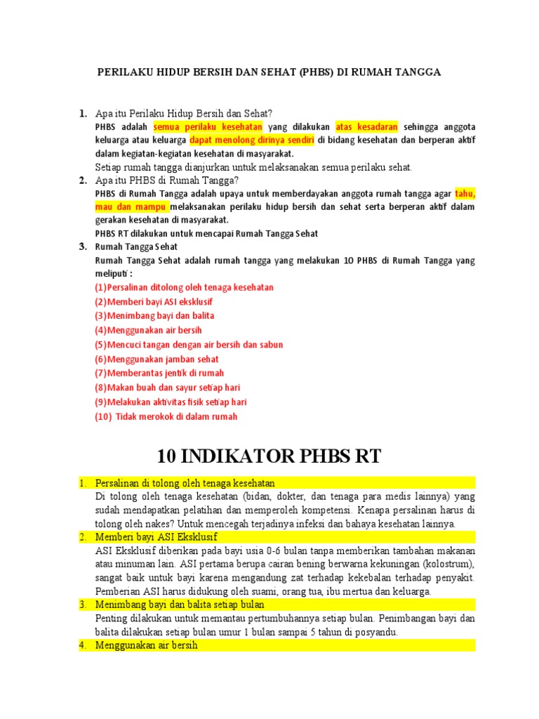 PHBS RT | PDF | Kesehatan Holistik