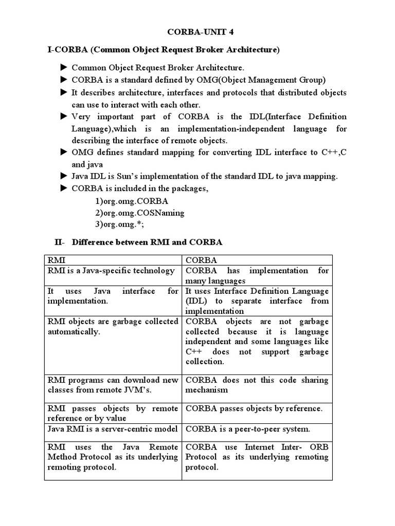Corba Unit 4 | PDF | Common Object Request Broker Architecture | Object (Computer Science)