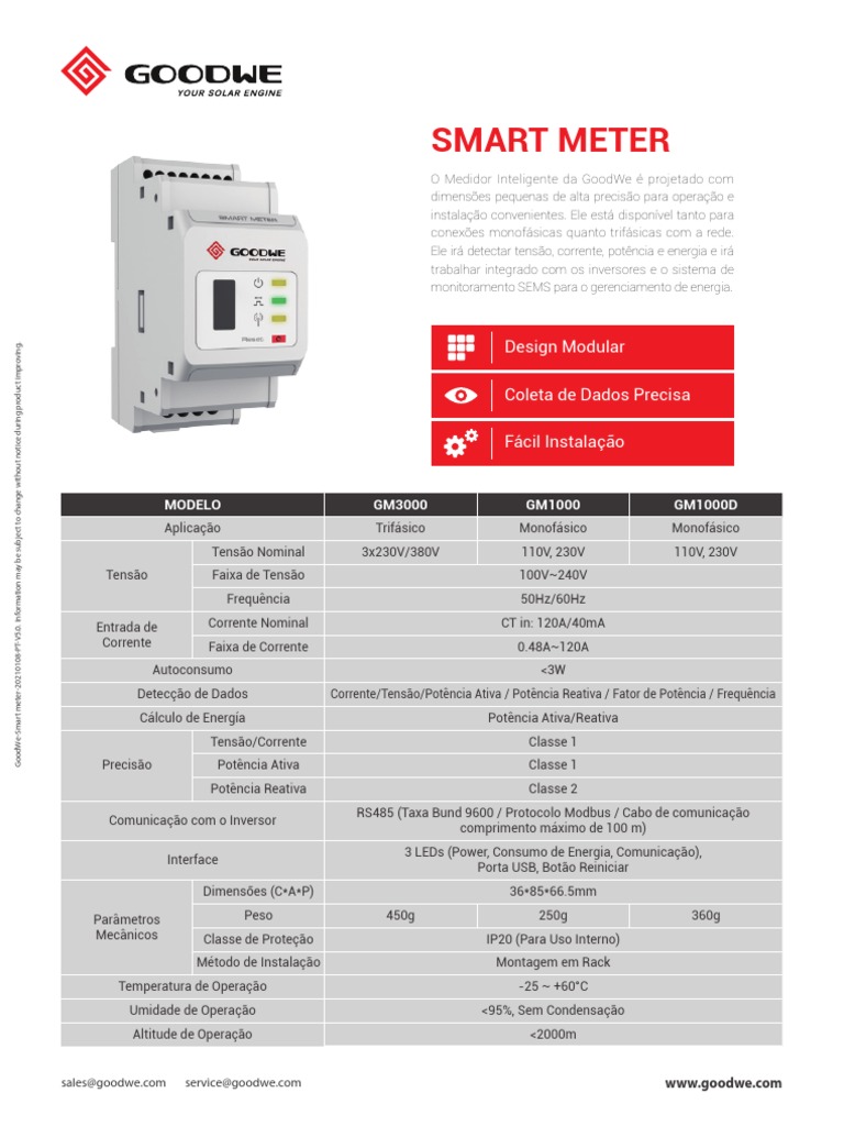 20.1. Ficha Técnica GoodWe Smart Meter GM1000 y GM3000. PT | PDF | Rede ...