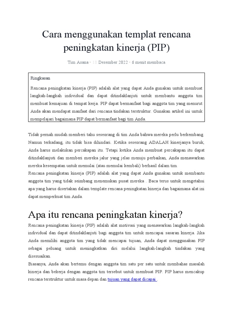 How To Use Performance Improvement Plan Templates Pips Pdf