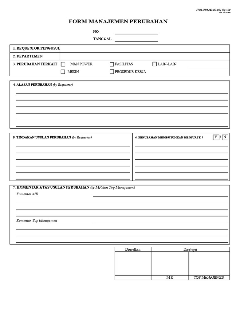 FRM-SPM-MR-02-001 Form Manajemen Perubahan | PDF