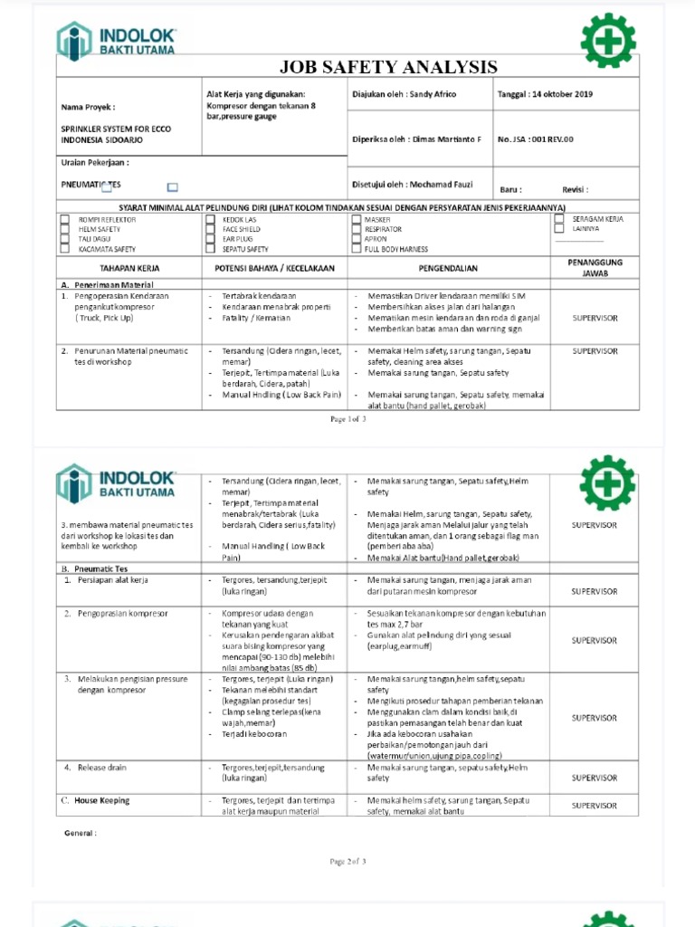 Jsa Pneumatic Test | PDF