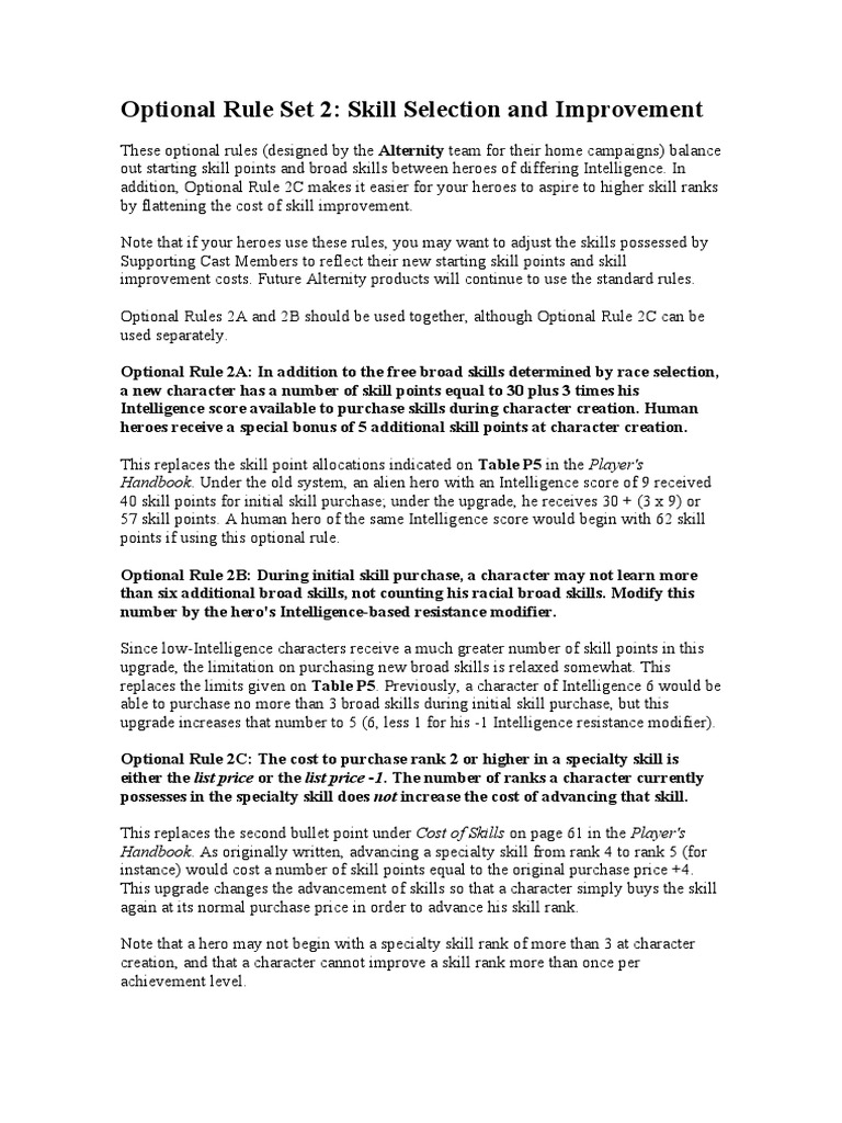 Optional Rule Set 2 | PDF