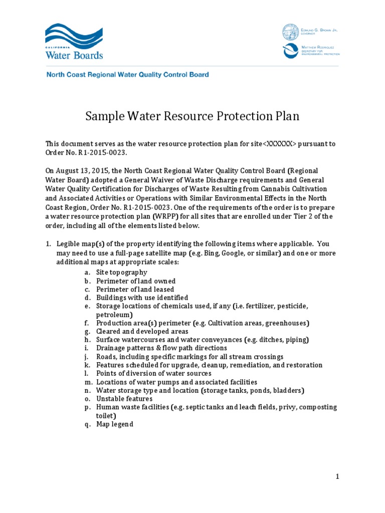 Sample Water Resource Protection Plan | PDF | Water | Wetland