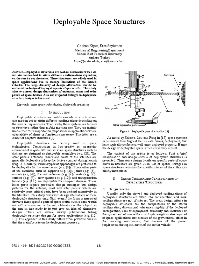Deployable Space Structures Pdf Antenna Radio Solar Cell