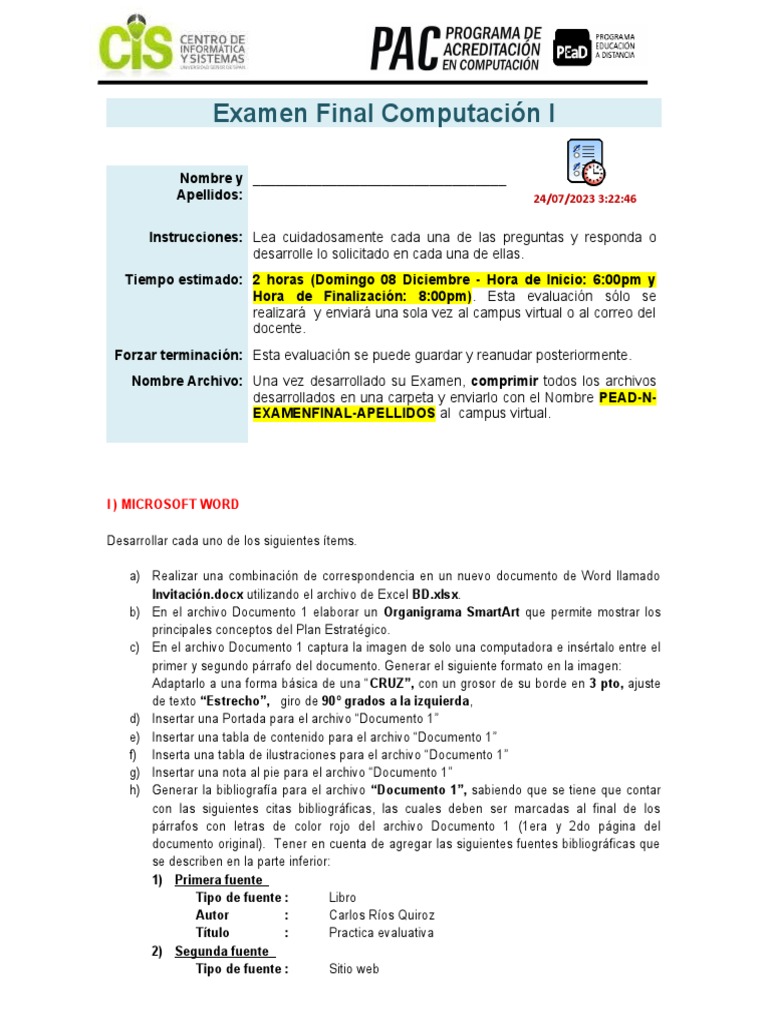 Examen Computacion I | PDF | Archivo de computadora | Microsoft Word Examen Computacion I | PDF | Archivo de computadora | Microsoft Word