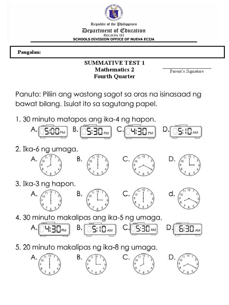 Q4 Summative Test No. 1 | PDF