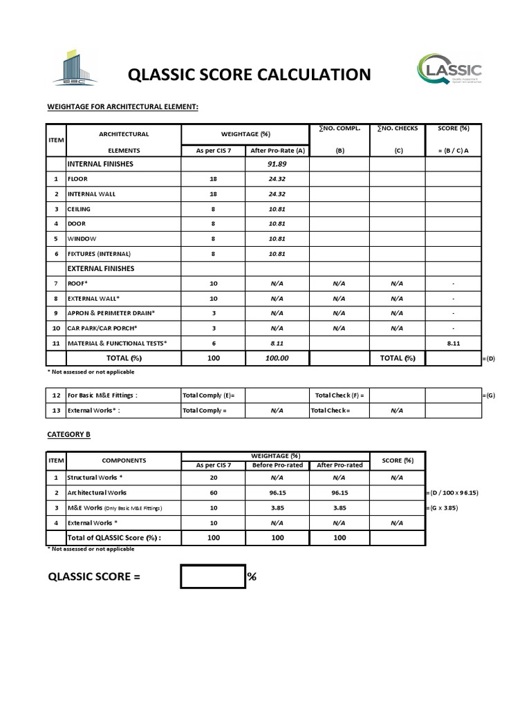 Qlassic Score Exercise Form | PDF | Buildings And Structures | Building ...