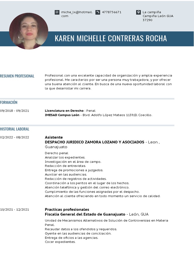 Karen Michelle Contreras Rocha CV 3 | PDF
