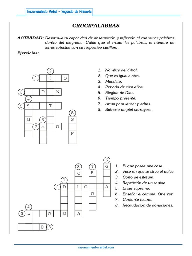 01 Crucipalabras Segundo de Primaria | PDF